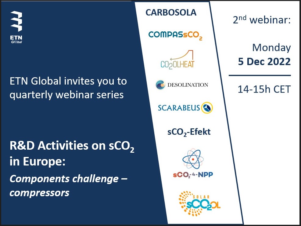 New webinar series on sCO2 - second episode - Compressors - CO2OLHEAT